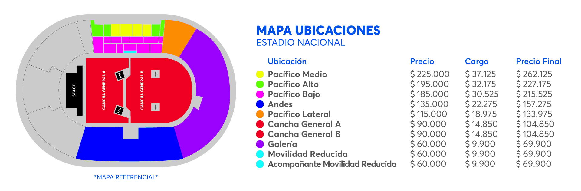 oasis en chile mapa del concierto precio de entradas | Yo Conciertos